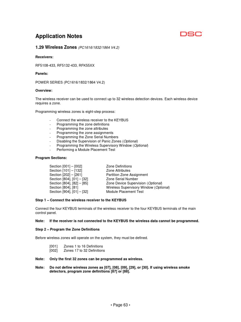Application-Notes PC1616 1832 1864-V4.2 Wireless-Zones | PDF ...