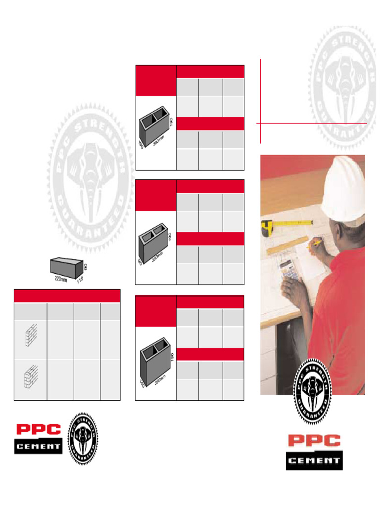 PPC Surebuild Cement Quantity Guide | PDF | Concrete | Brick