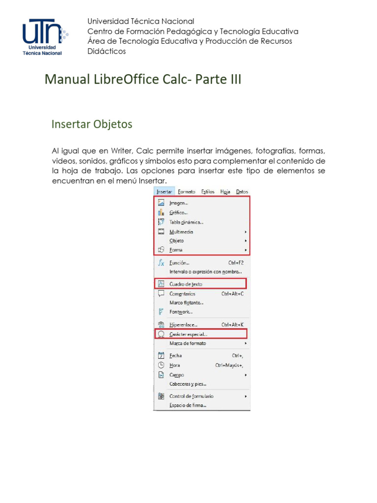 Manual LibreOffice Calc Parte III | PDF | Hoja de cálculo | Tecnologia Educacional