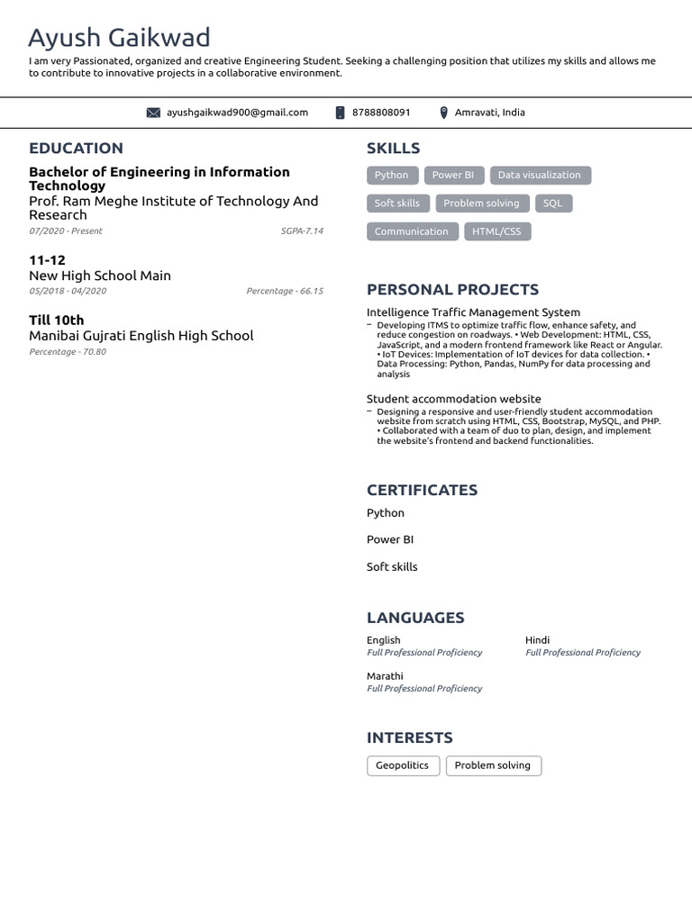 Ayush's Resume | PDF | Web Development | Computing