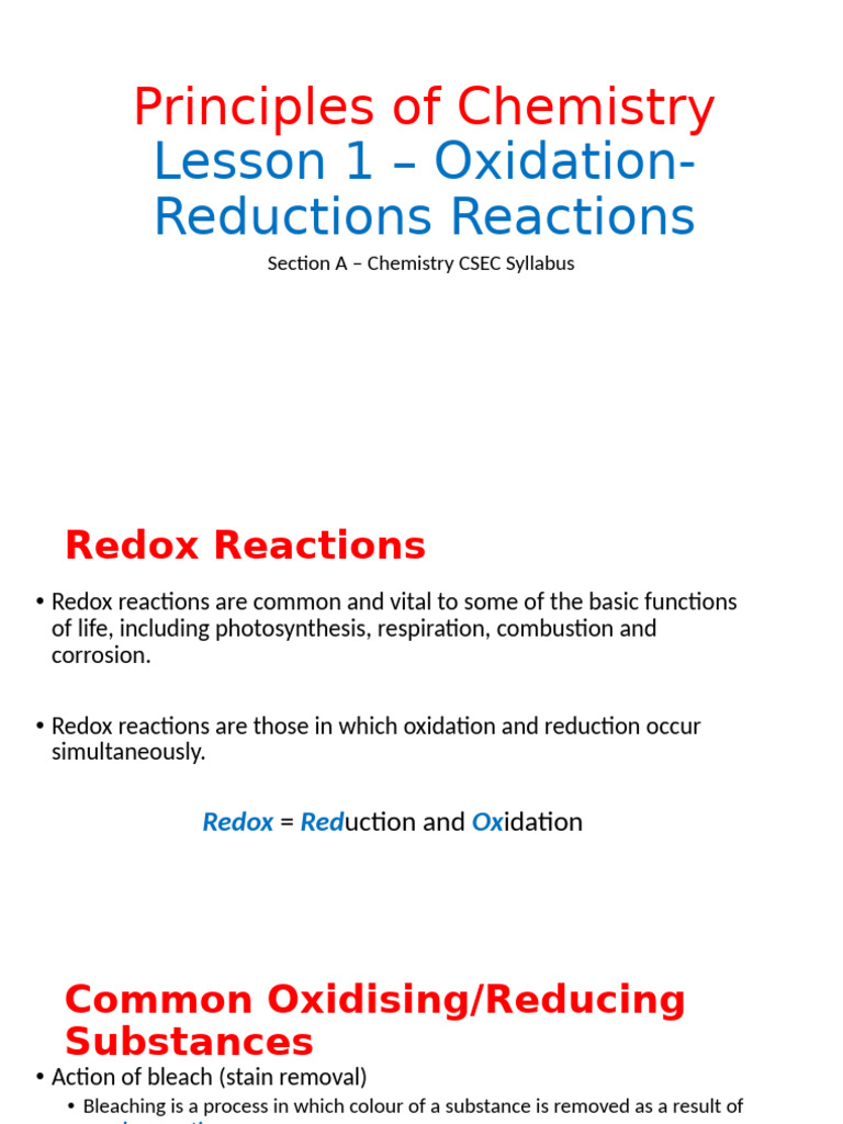 Oxidation and Reduction | PDF | Redox | Chemical Compounds