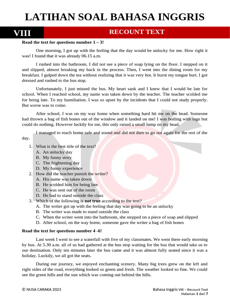 English - Recount Text VIII | PDF
