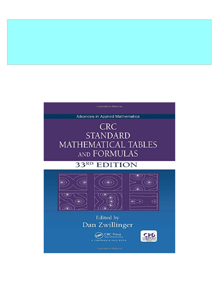 CRC Standard Mathematical Tables and Formulas 33rd Edition Daniel ...