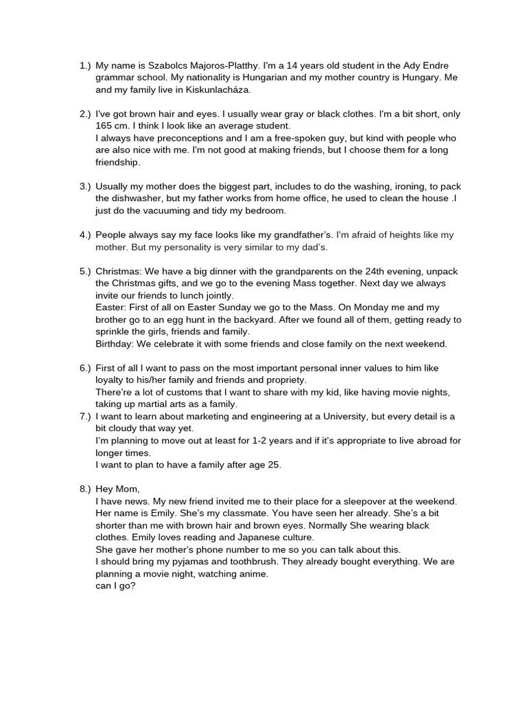 Topic 8 - Me and My Family | PDF
