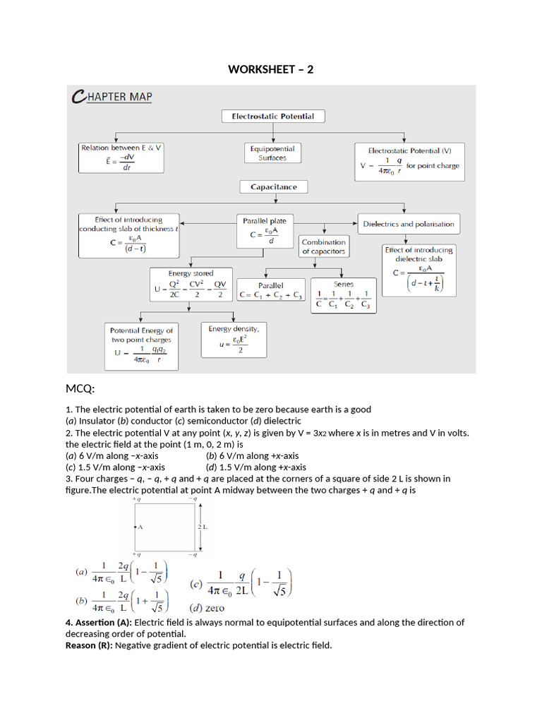 Physics Worksheet Class 12th | PDF | Capacitor | Capacitance
