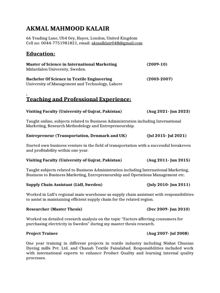 Akmal CV | PDF | Business