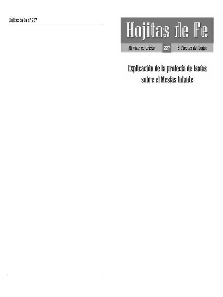 Hojitas de Fe 227 - A4 - Explicación de La Profecía de Isaías Sobre El Mesías Infante | PDF ...