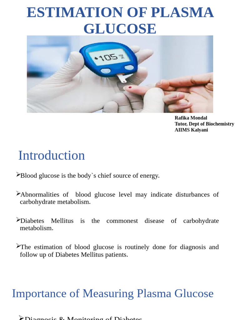 Plasma Glucose Estimation Guide | PDF | Diabetes | Glucose