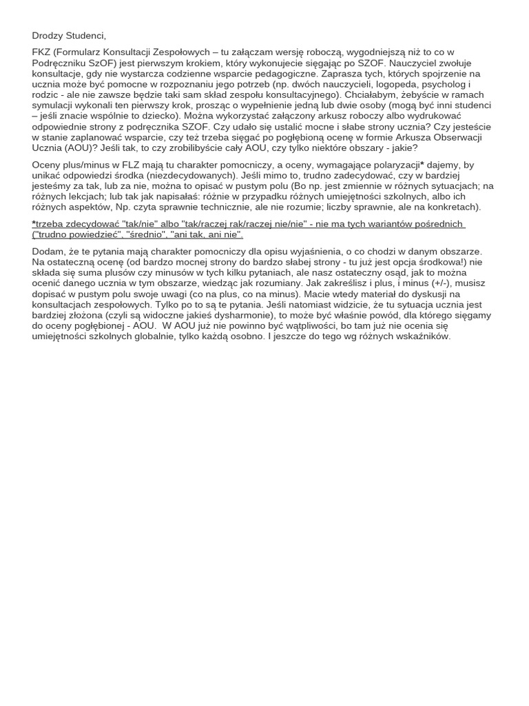 FKZ - Roboczy - Ze Wskazówkami Do Wykonania | PDF