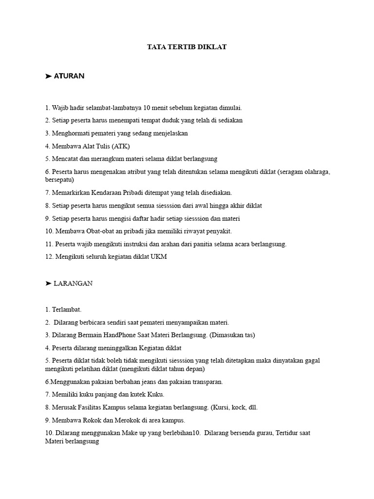 Tata Tertib Diklat | PDF