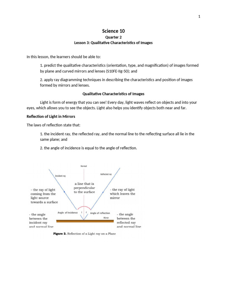 Science 10 Q2 Module 3 | PDF | Mirror | Reflection (Physics)