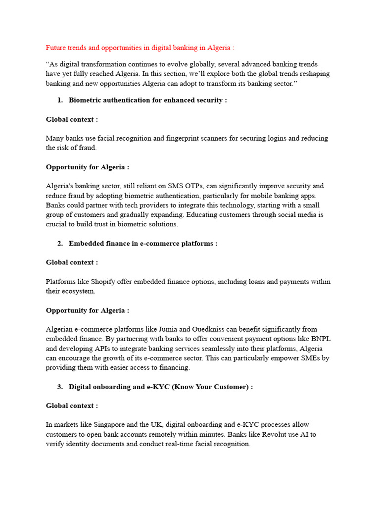 Future Trends and Opportunities in Digital Banking in Algeria | PDF | Banks | Financial Inclusion