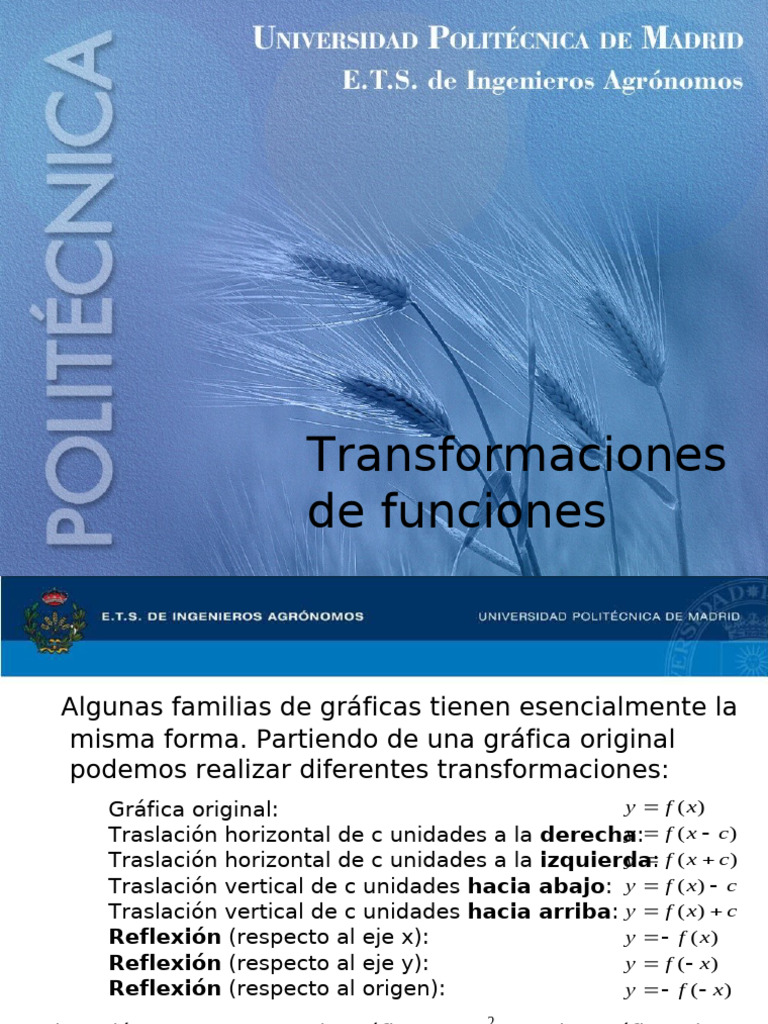 Transformación de Funciones | PDF