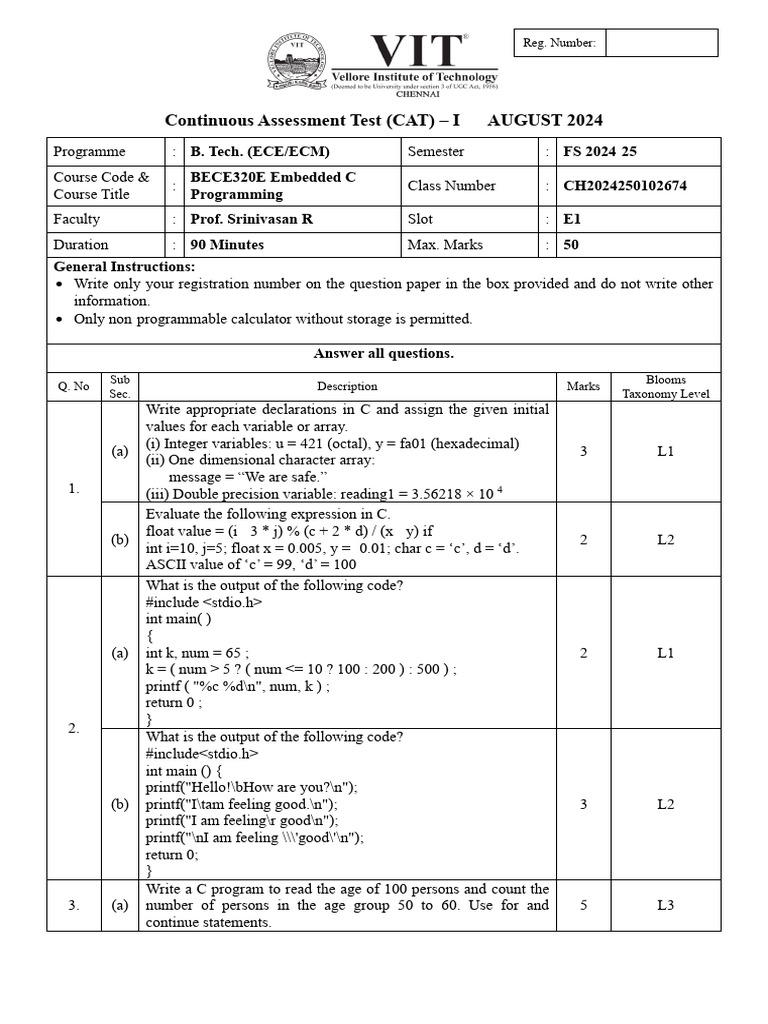 CAT1 | PDF | Computer Engineering | Computer Science