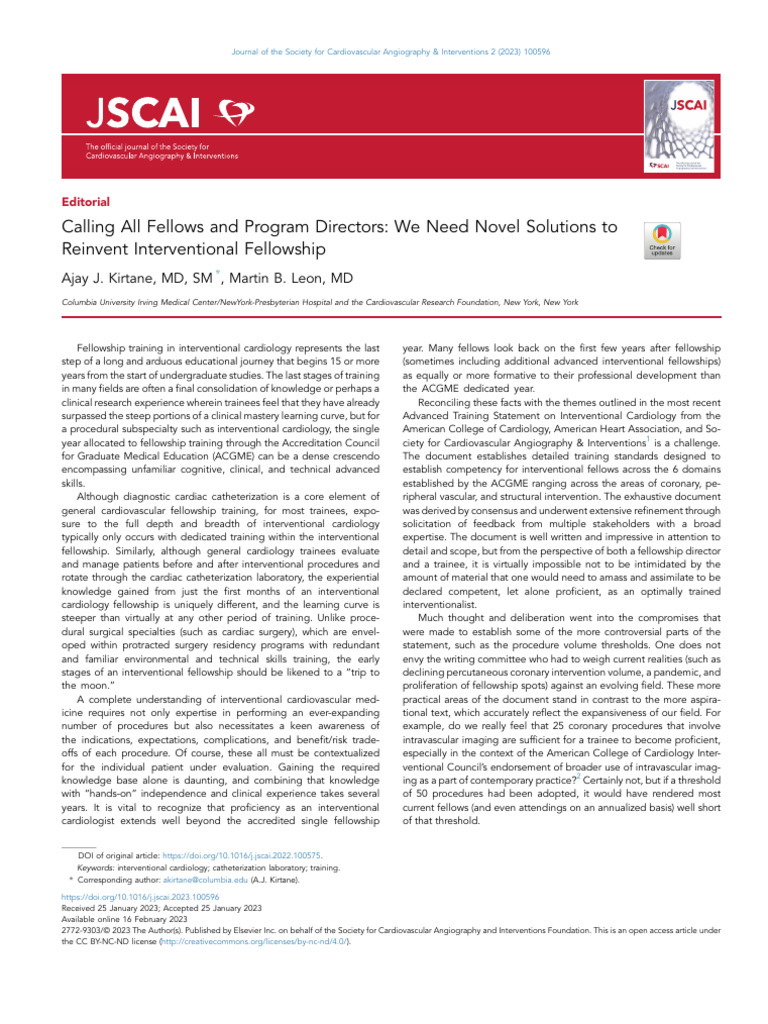 Calling All Fellows and Program Directors We Need | PDF | Cardiology ...