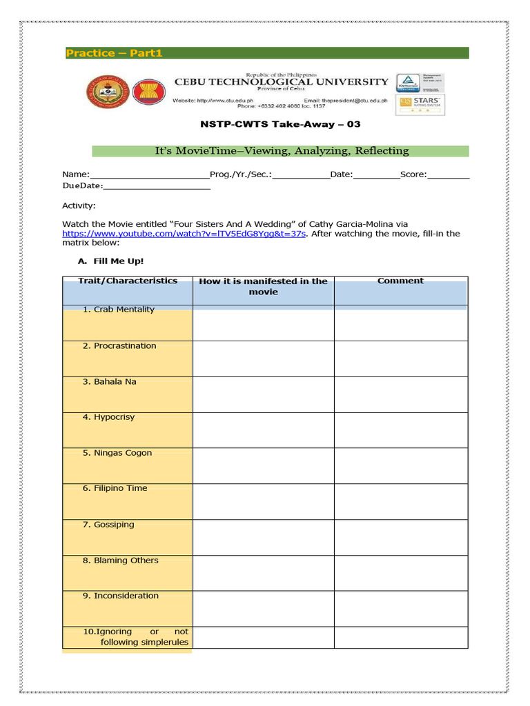 NSTP Module3 AnswerSheets | PDF | Behavioural Sciences | Psychology