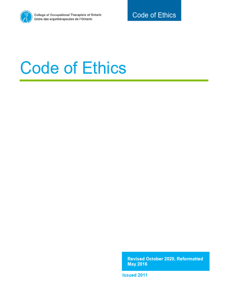 Ethics Guide for Occupational Therapists | PDF | Occupational Therapy ...