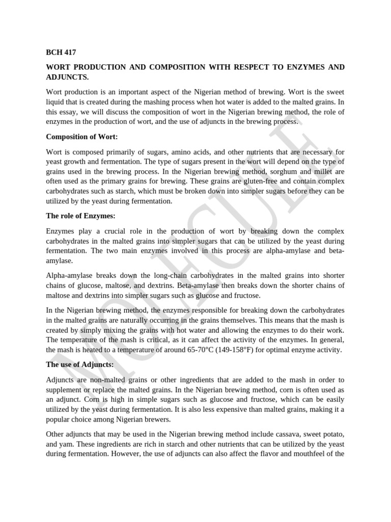 BCH 417 | PDF | Brewing | Hops