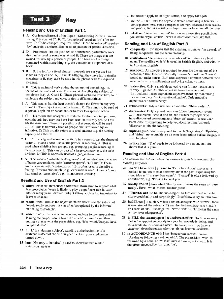 CAE Test 3 Key | PDF