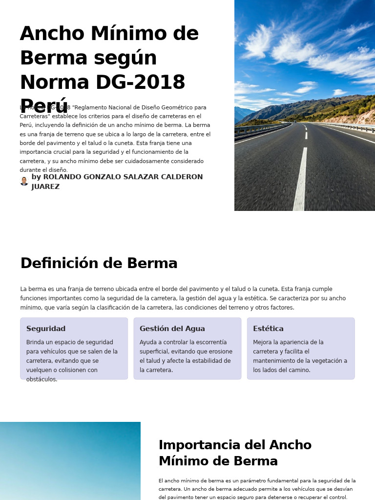 2.3 Ancho Minimo de Berma | PDF | La carretera | Tráfico