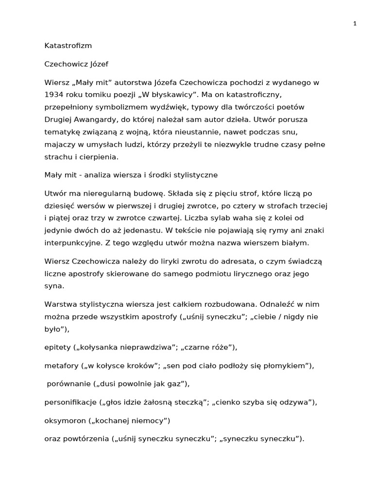 Czechowicz Katastrofizm | PDF
