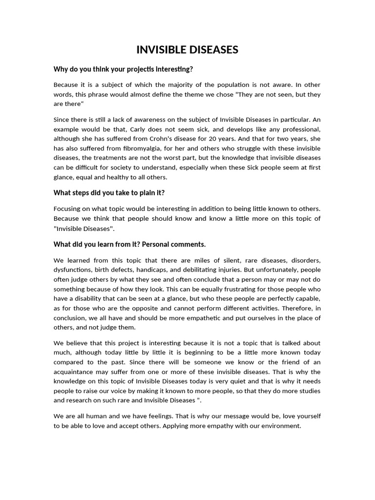 Understanding Invisible Diseases | PDF | Fibromyalgia | Disability