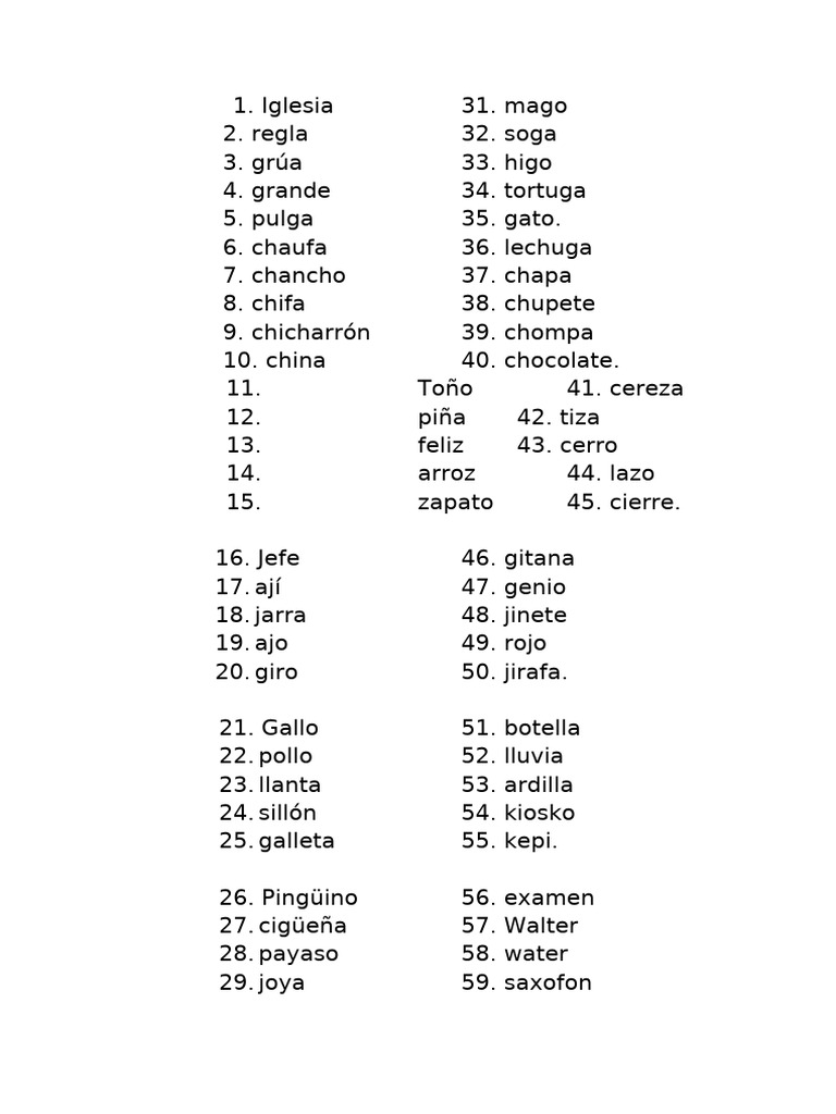 Lista de Palabras y Objetos Comunes | PDF