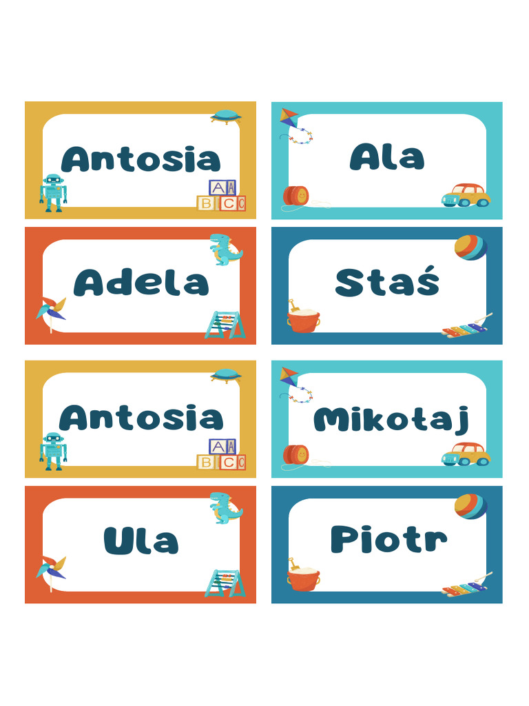 Blue and Yellow Fun Student Name Label | PDF