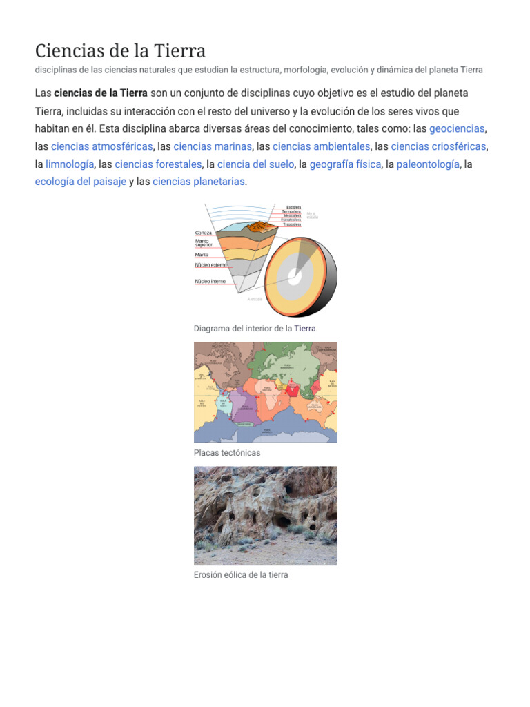 Ciencias de La Tierra - Wikipedia, La Enciclopedia Libre | PDF