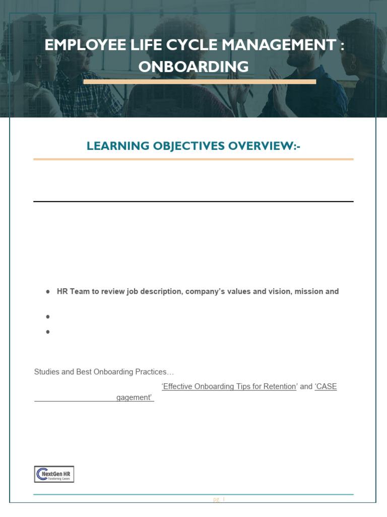 Employee Life Cycle - Onboarding | PDF