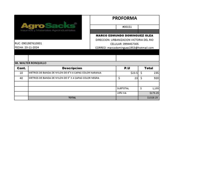 Proforma Maquinarias para Arroz | PDF