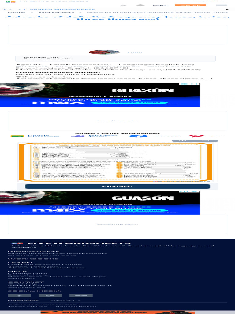 Adverbs of Definite Frequency (Once, Twice, Three Times | PDF
