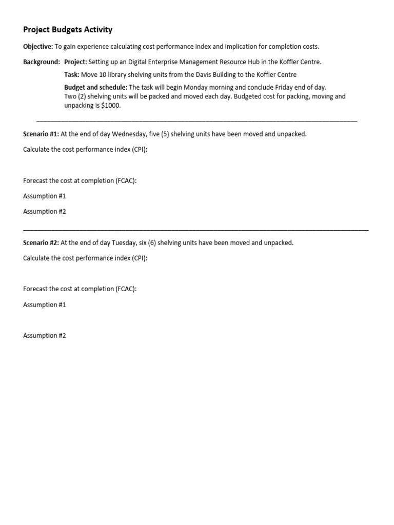 Project Budget Analysis Exercise | PDF