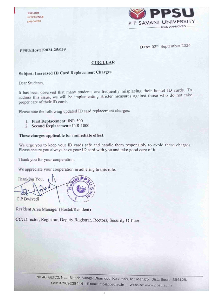 Increase ID Card Replacement Charge | PDF