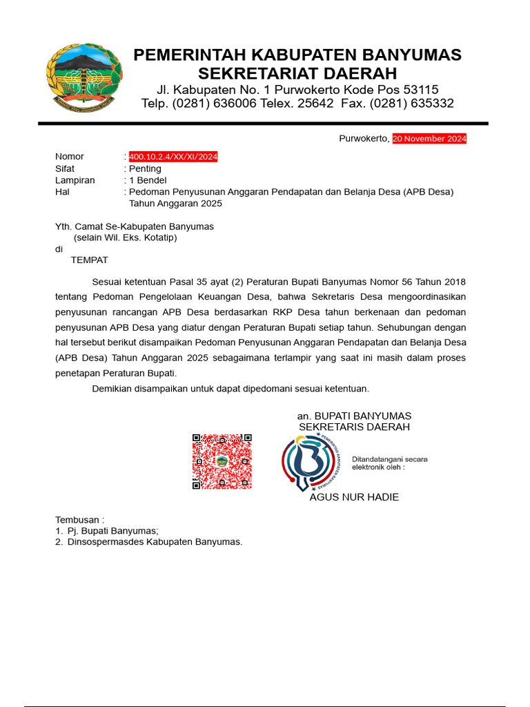 Pedoman APB Desa 2025 Kabupaten Banyumas | PDF
