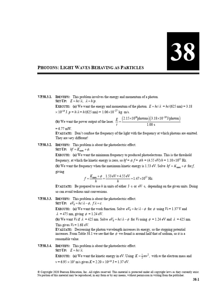 UnivPhys15 ISM ch38 | PDF | Electronvolt | Photoelectric Effect