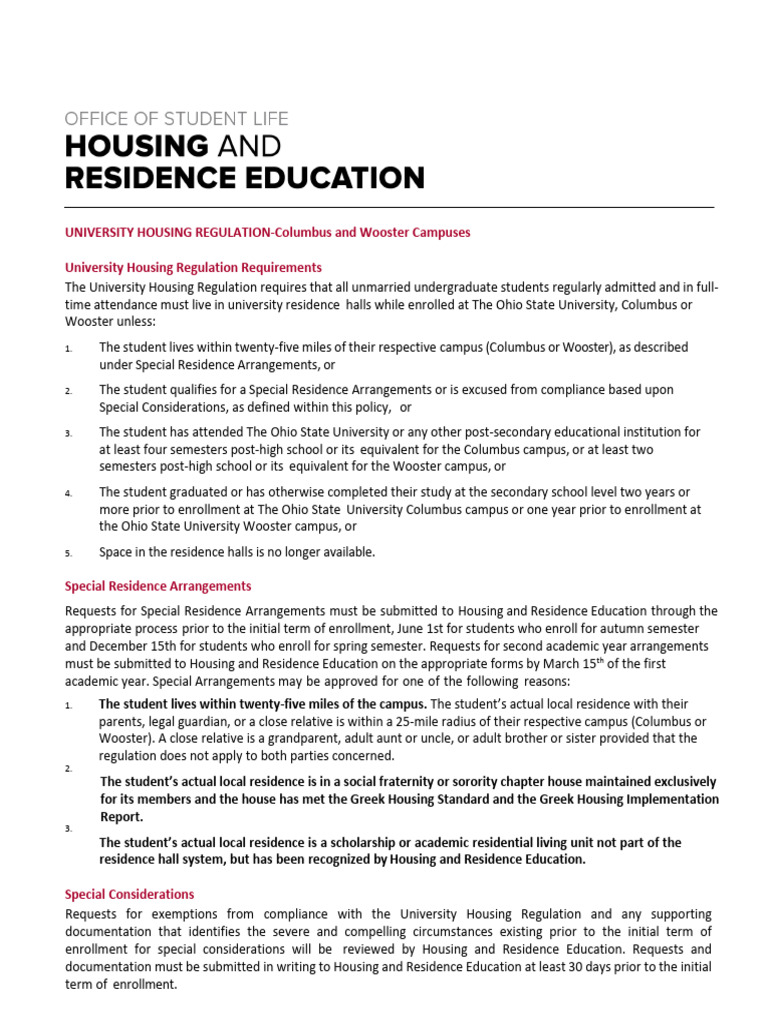 Ohio State University Housing Rules | PDF | Ohio State University ...