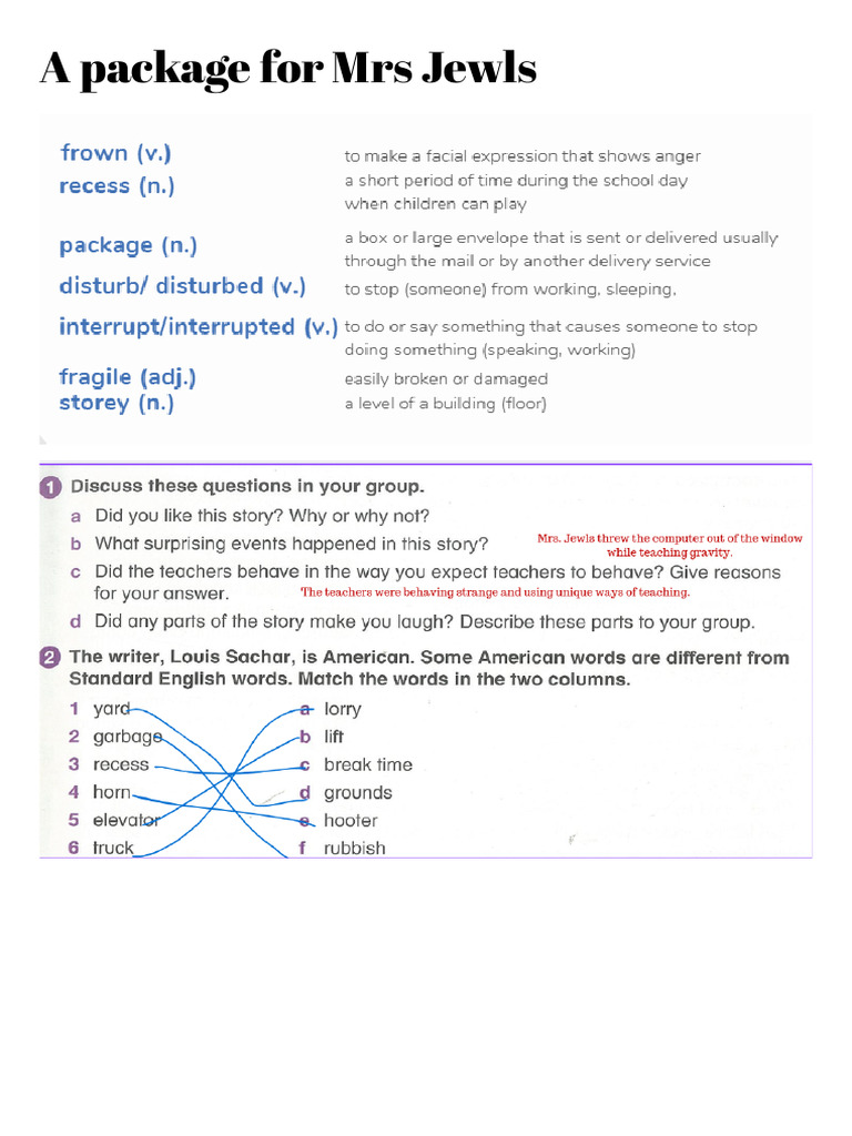A Package For Mrs Jewls (Notes) | PDF