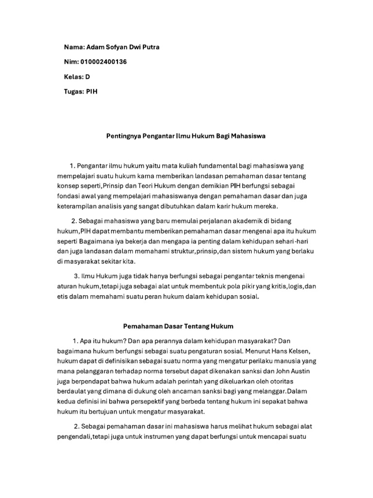 PIH Kelas D | PDF