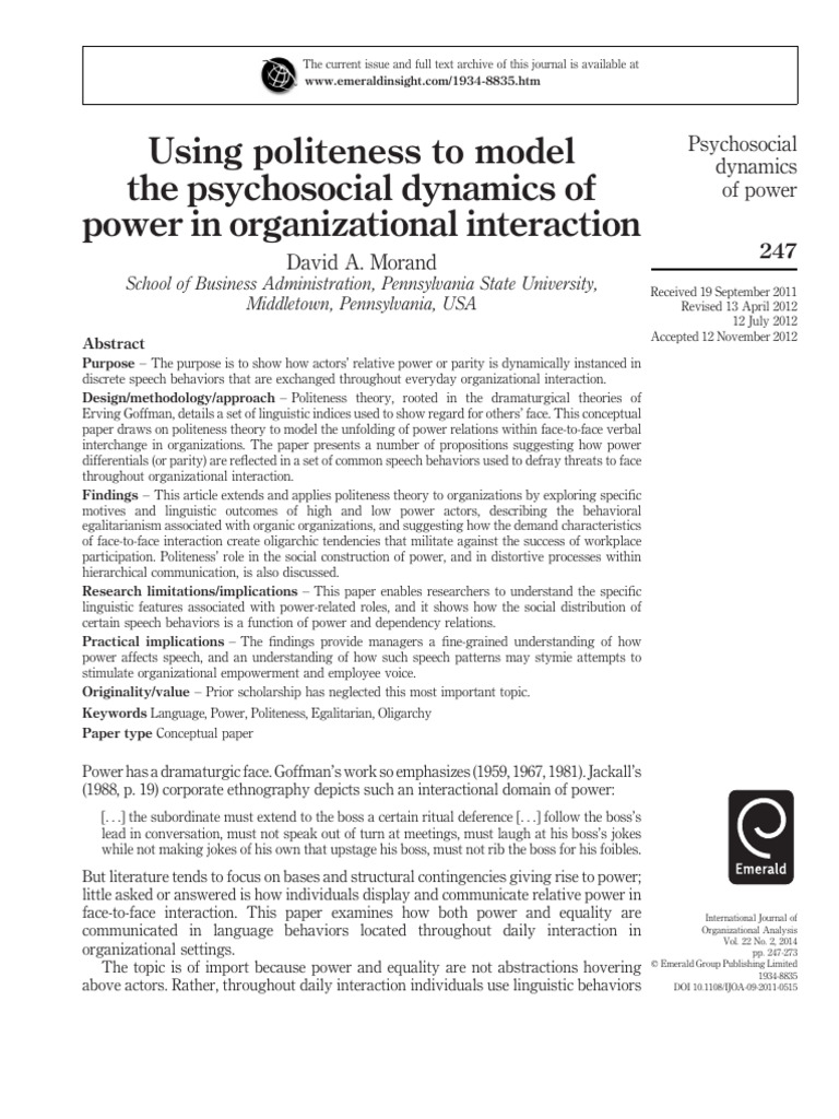 Using Politeness To Model | PDF | Linguistics | Human Communication