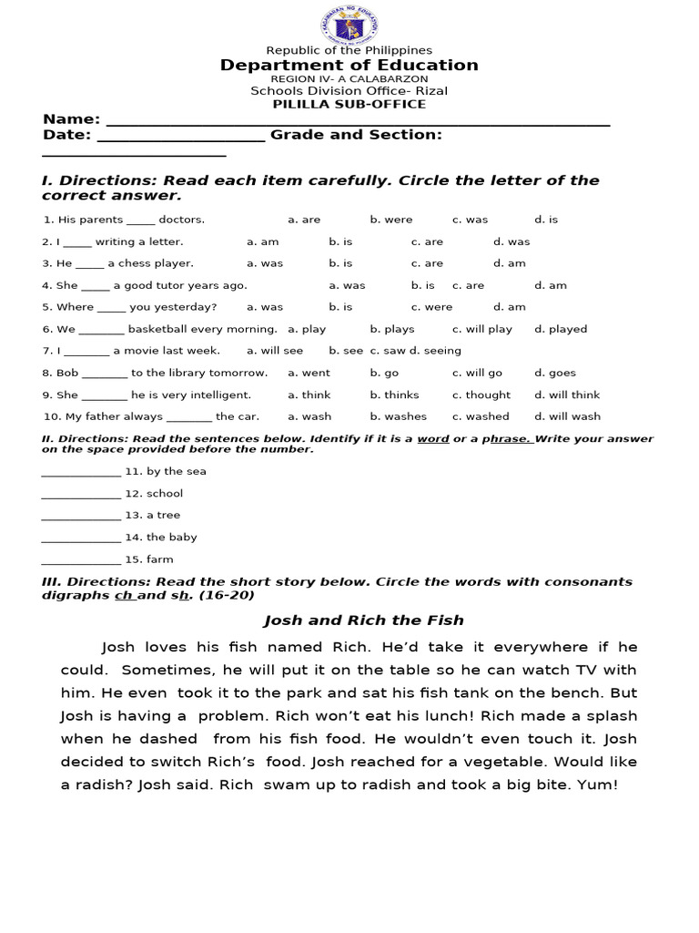 Summative Test in English 31 | PDF | English Language | Word
