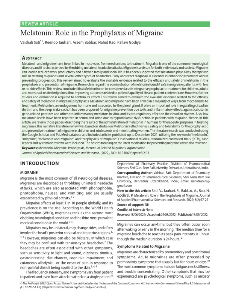 186-Article Text-462-1-10-20220923 | PDF | Migraine | Headache