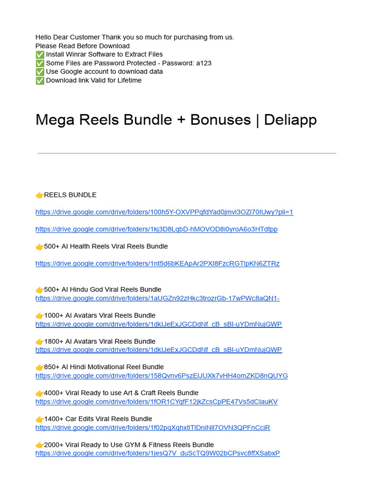 Mega Reels Bundle - Bonuses - Deliapp | PDF