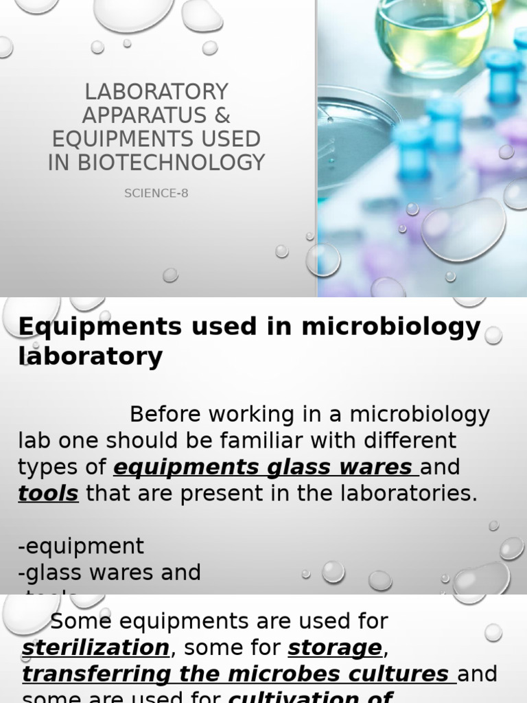 Laboratory Apparatus Equipments Used in Biotechnology | PDF ...