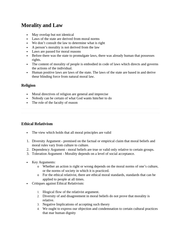Morality, Law, and Ethical Theories | PDF | Morality | Relativism