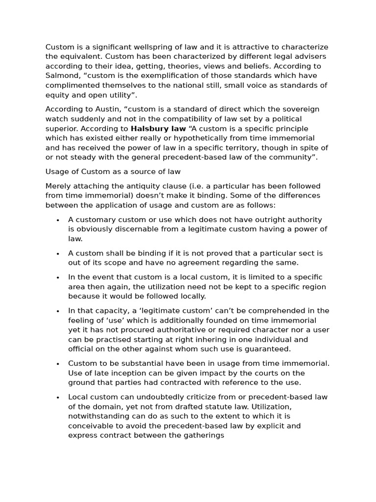 Understanding Custom as a Legal Source | PDF | Public Policy Doctrine ...