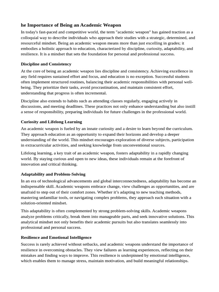 Academic Weapon | PDF | Disciplines | Psychological Resilience