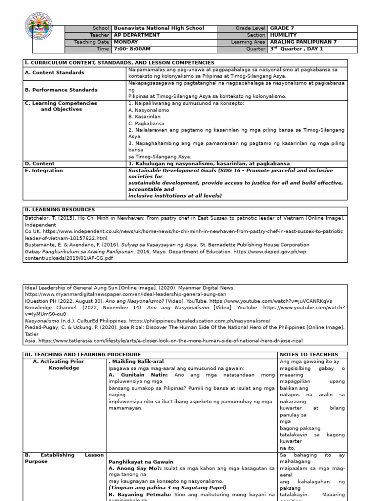 Lesson-Exemplar-Araling Panlipunan G7 | PDF