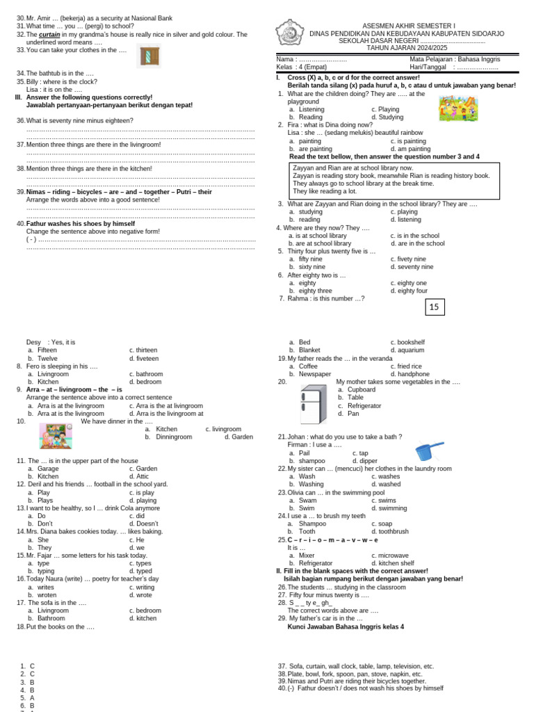 AAS BHS Inggris Kls 4 Benar | PDF | Home