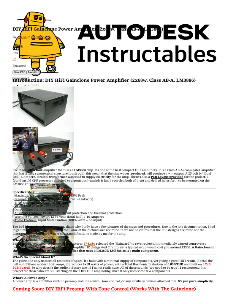 DIY HiFi Gainclone Power Amplifier (2x68w, Class AB-A, LM3886) - 7 ...